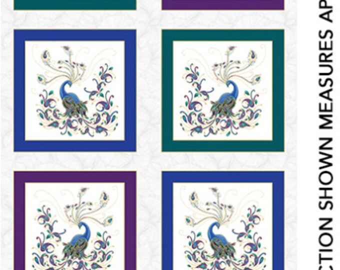 Peacock Flourish Feather Stripe Metallic Fabric by Ann Lauer for ...