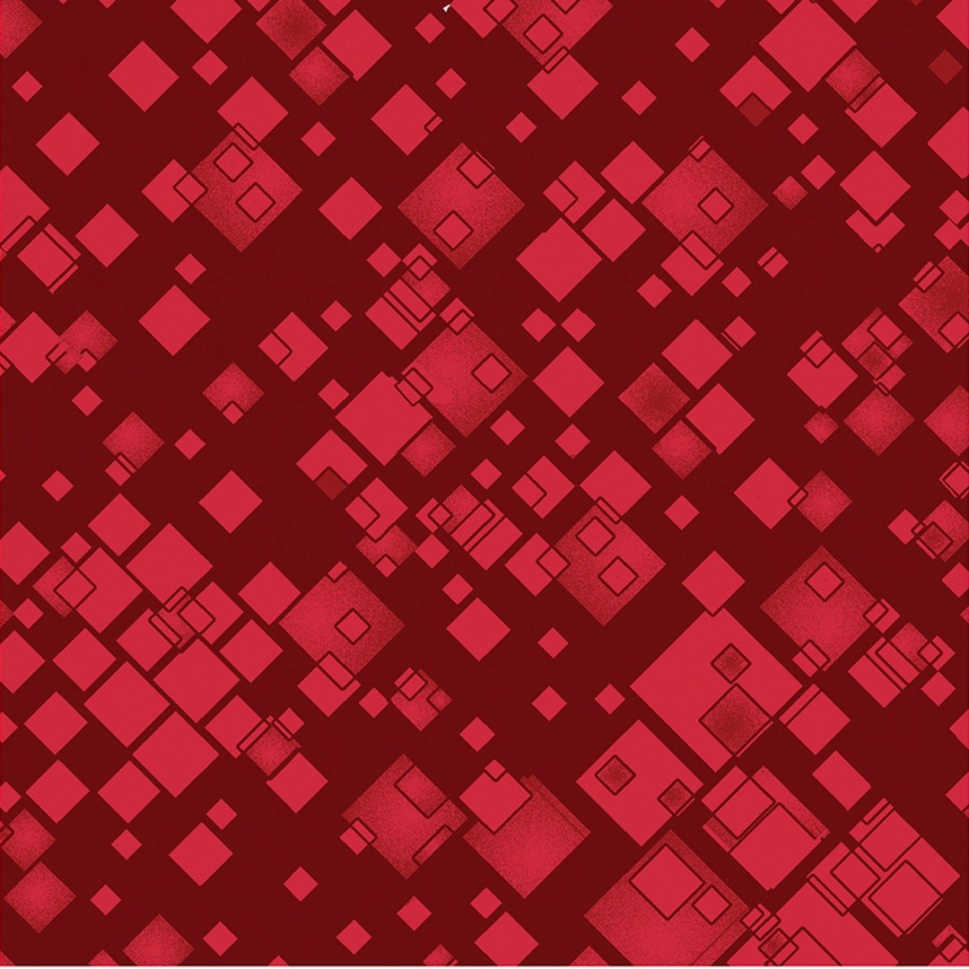 Tonal Red Squarely There by Ann Lauer for Benartex - Etsy