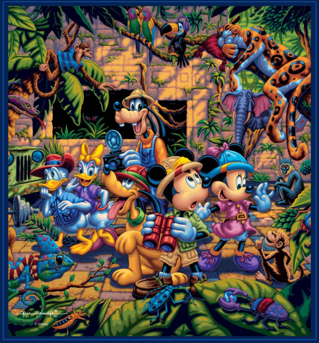 Disney Panel Mickey & Friends Exploring the Jungle david's Textiles - Etsy