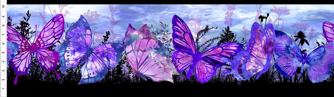 Elysian Border Purple by Jason Yenter - in the Beginning Fabrics - Etsy