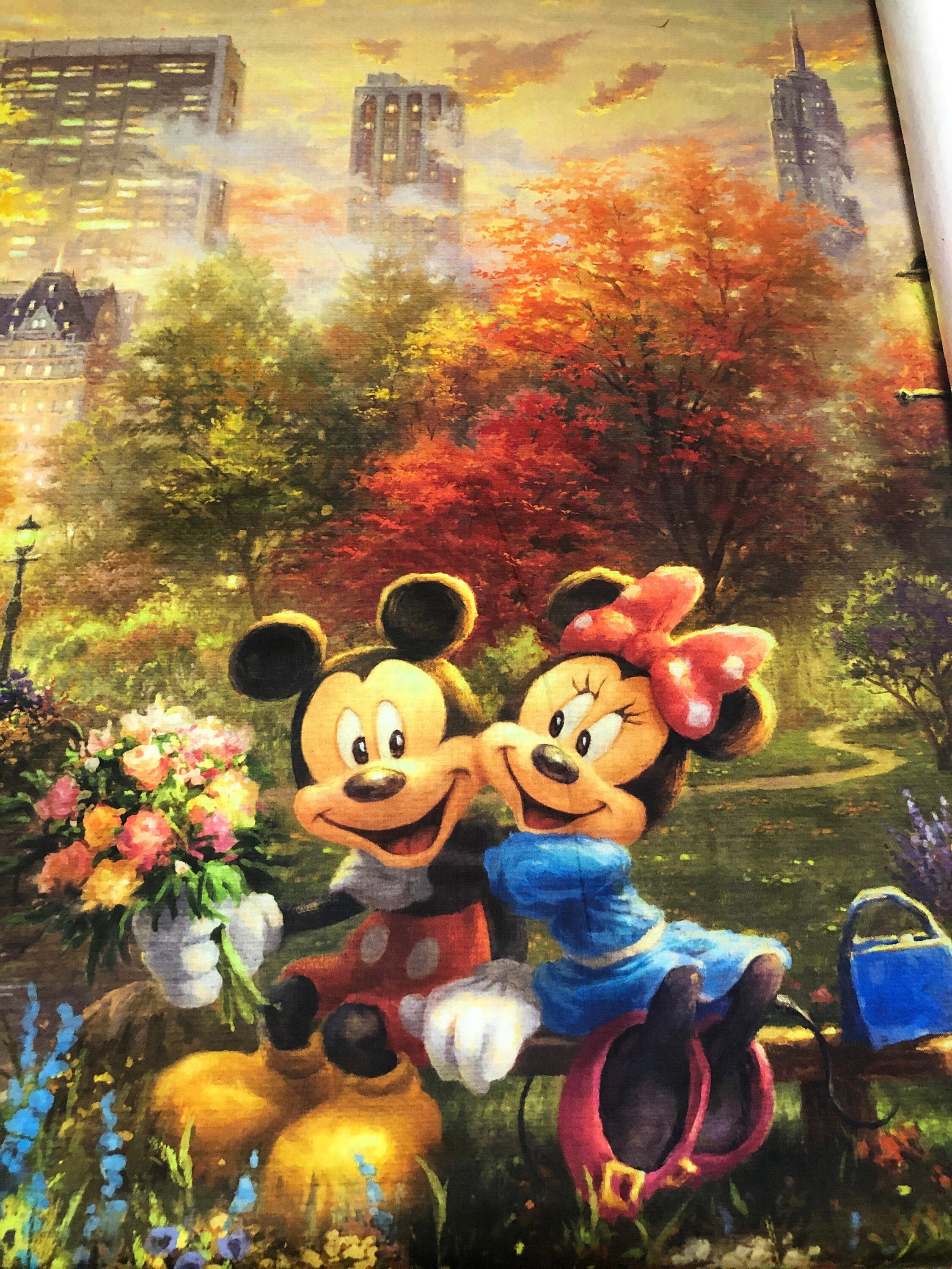 Disney Panel Mickey & Minnie Central Park by Thomas Kinkade - Etsy