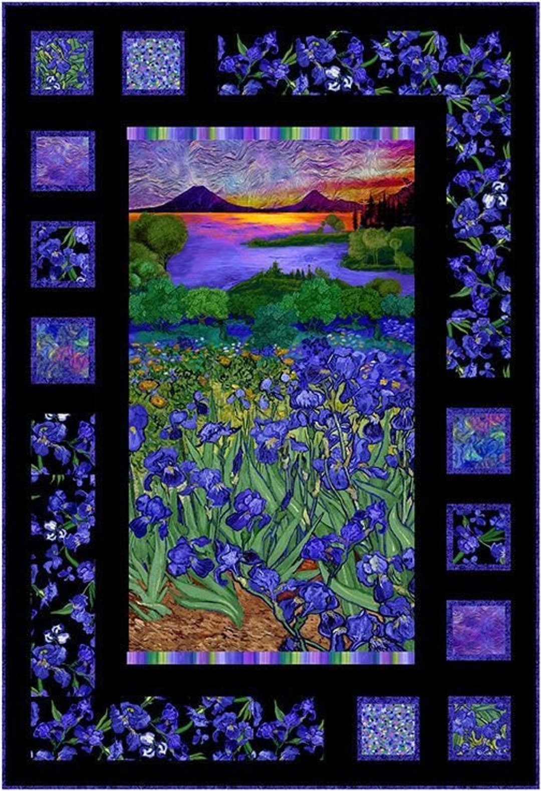 Quilt Kit Wild Iris 42" X 61" Oriental Harmony Quilt - Etsy
