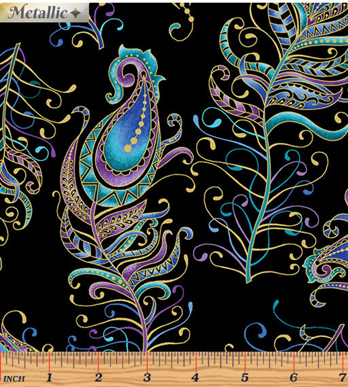 Peacock Flourish Large Metallic Floating Feather by Benartex - Etsy