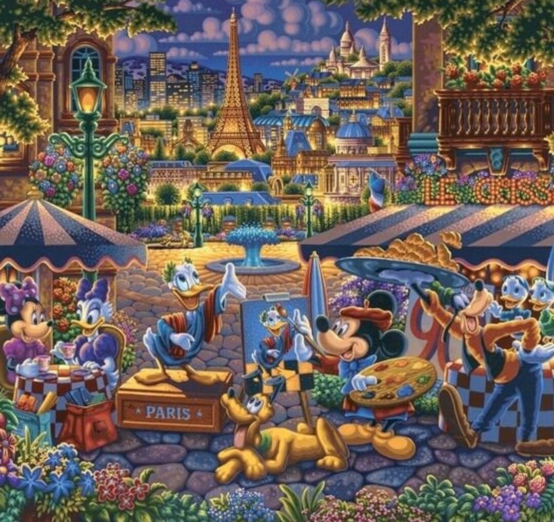 Disney Panel - Mickey & Friends Painting in Paris Panel Longtote - Etsy