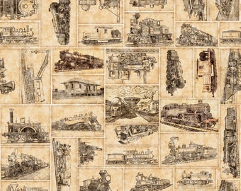 Train Fabric by the Yard | Etsy