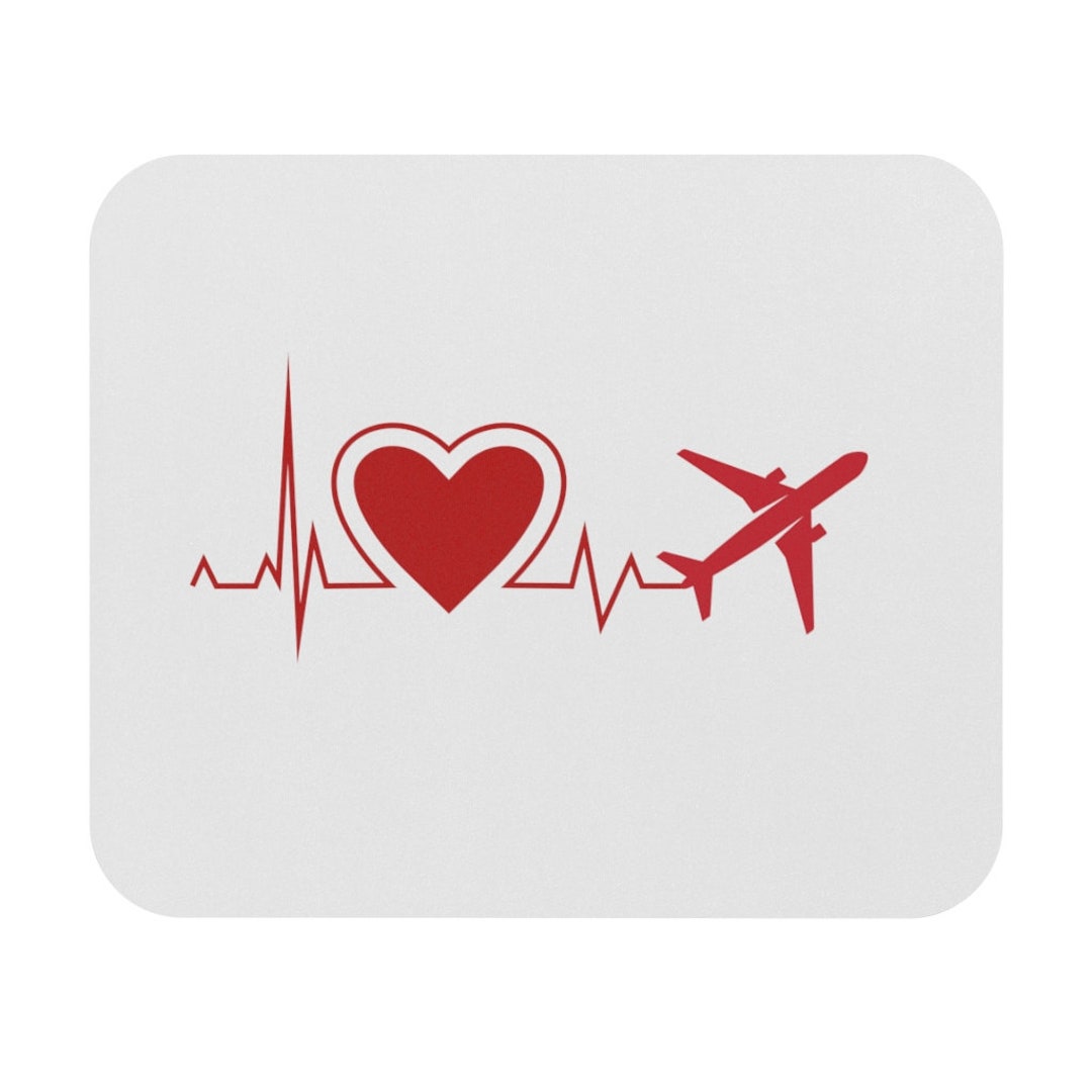 Love Flying Heartbeat Aviator Airline Mousepad - Perfect Pilot Gift ...