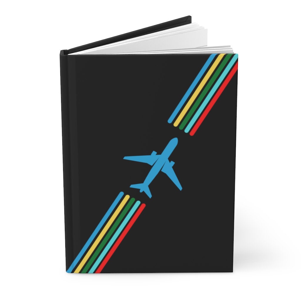 Flying Plane Contrails Angled Aviation Airline Travel Hardcover Journal ...