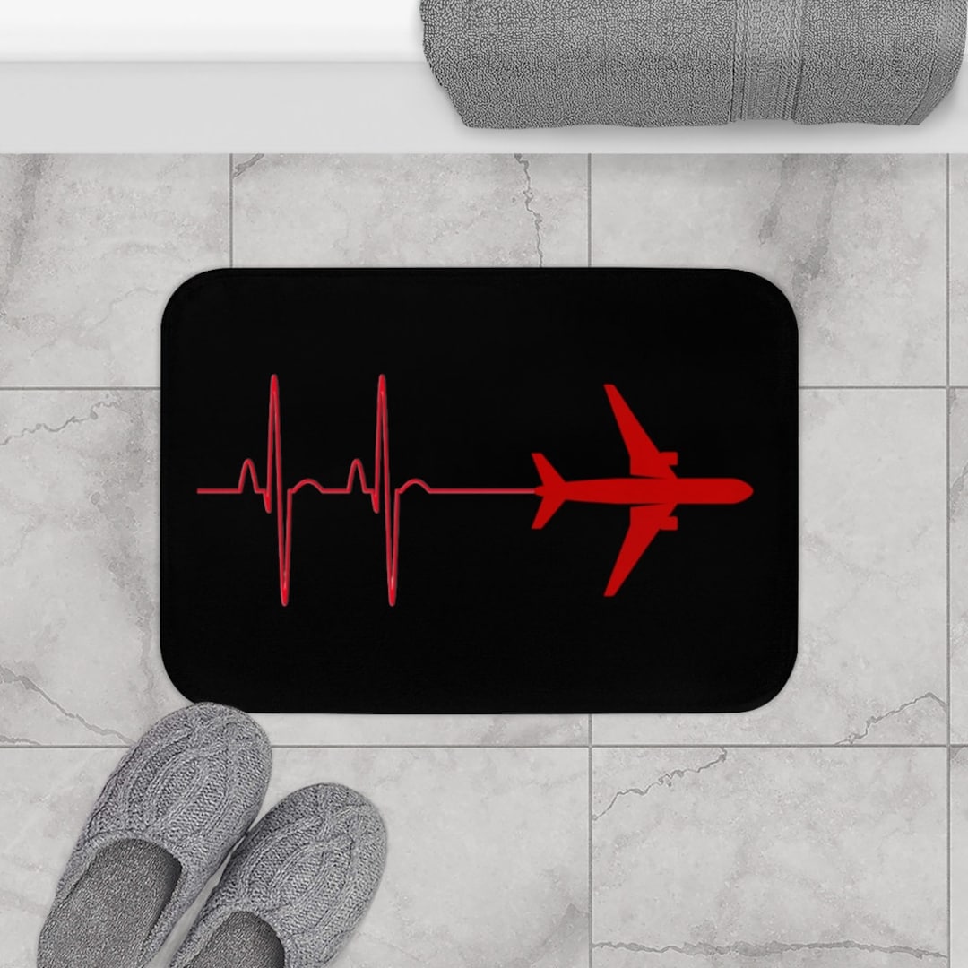 Aviation Bath Mat, Flying Heartbeat Airplane Rug, Pilot Gift - Etsy