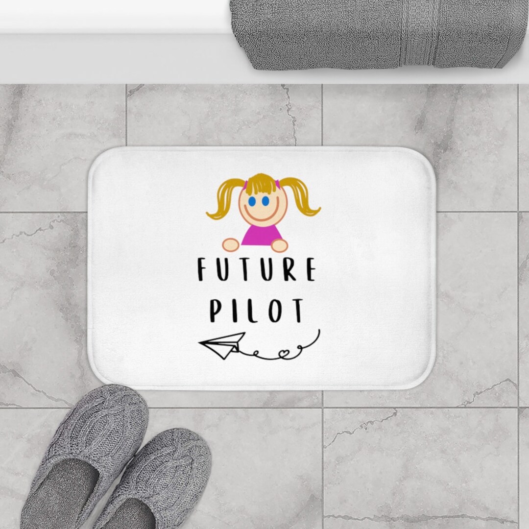 Future Baby Girl Pilot Bath Mat, Aviation Themed Bathroom Rug Perfect ...