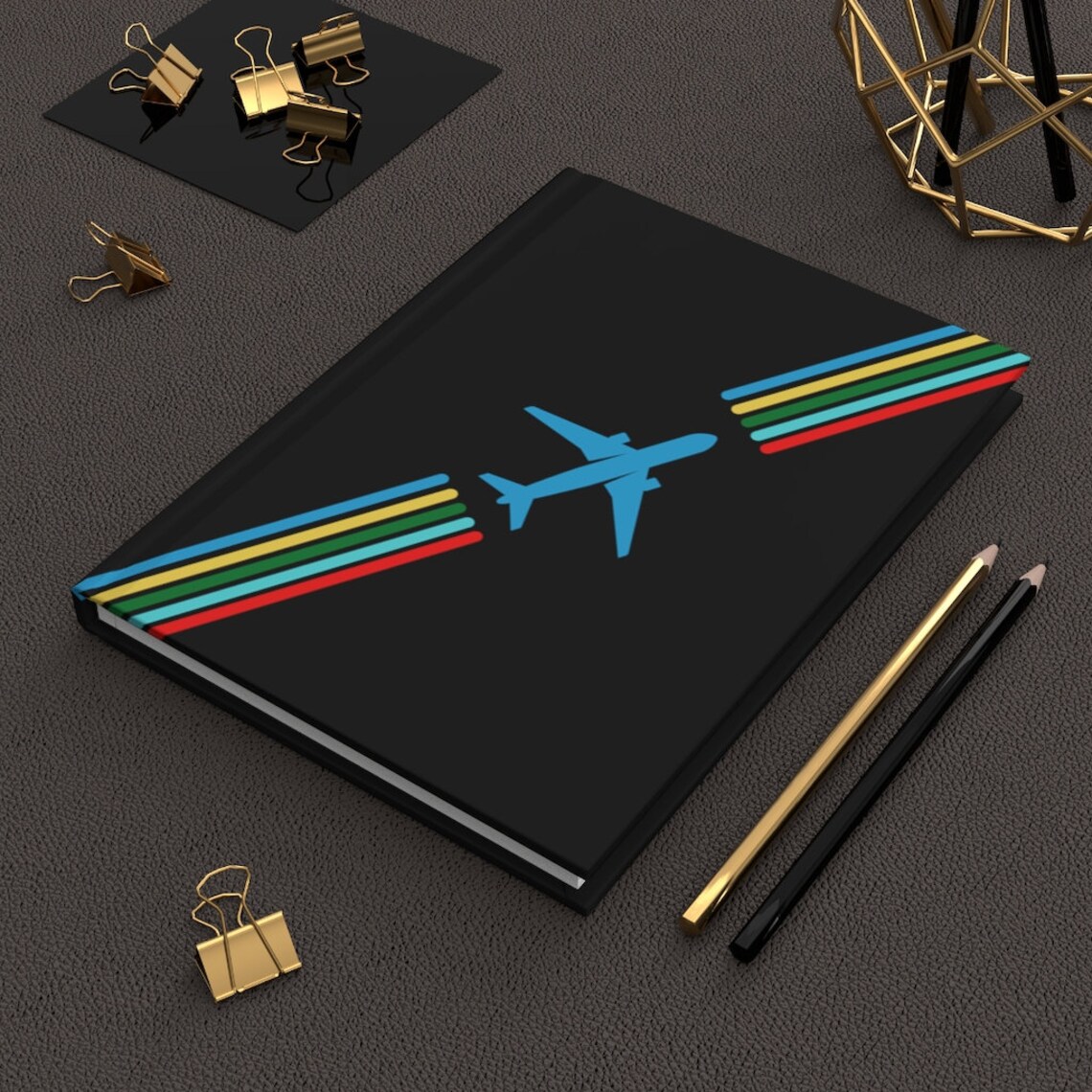 Flying Plane Contrails Angled Aviation Airline Travel Hardcover Journal ...