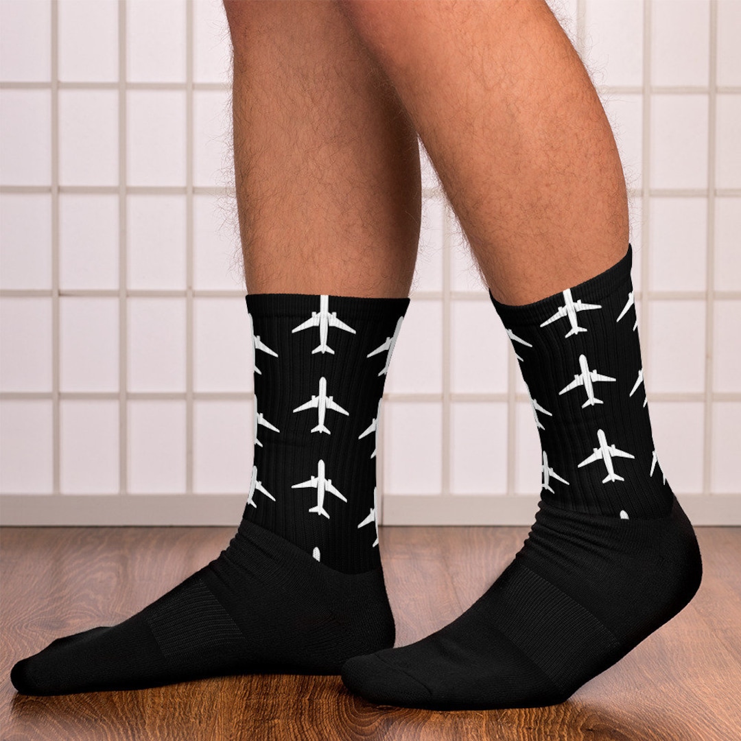 Aviation Aircraft Flying Pilot Aviator Black & White Socks - Perfect ...