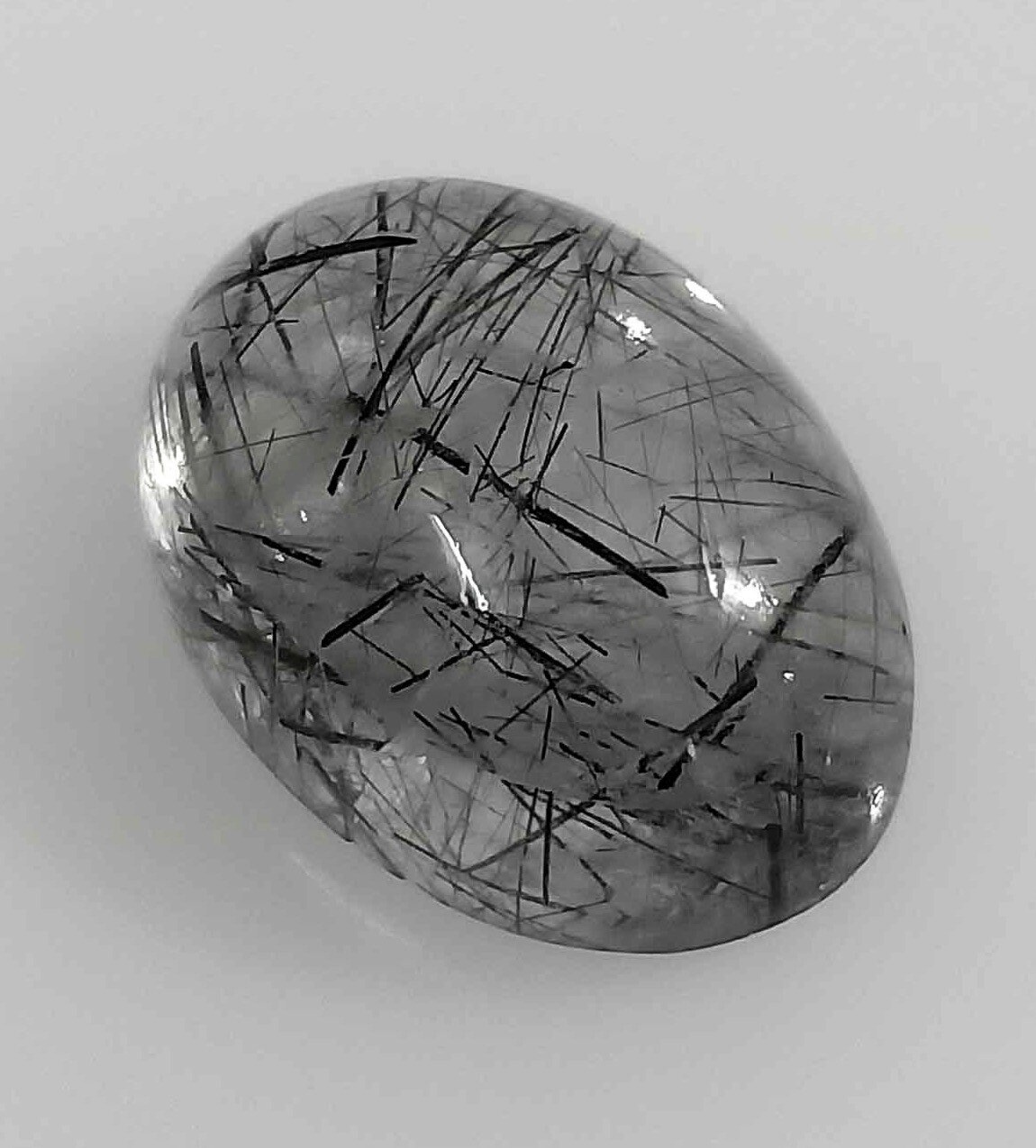 10x14 MM MAGNIFIQUE Quartz rutile noir naturel Cabochon ovale / pierre ...