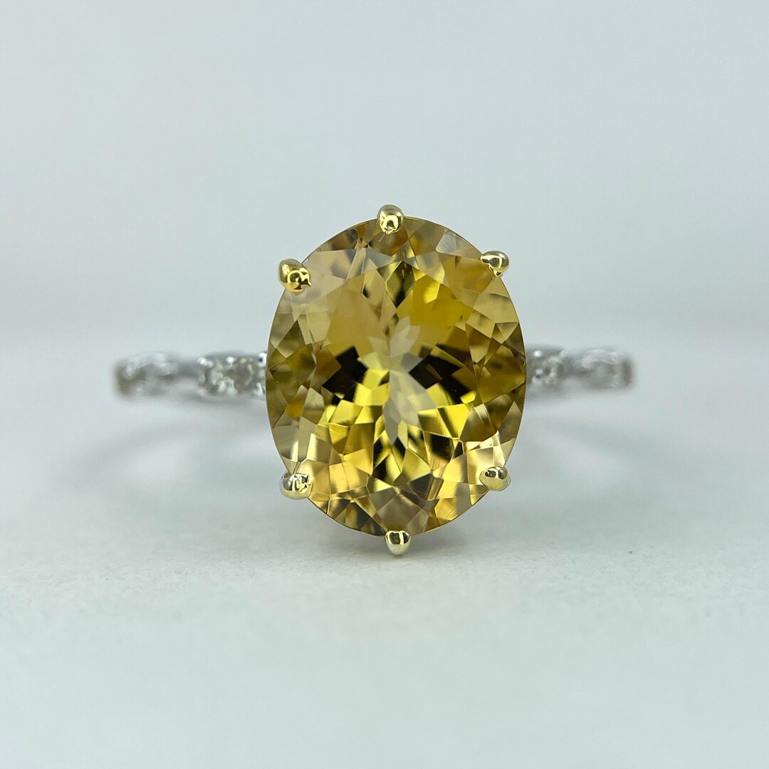 3.63 Cts Natural Yellow Beryl Oval Shape Beautiful Gemstone Ring ...