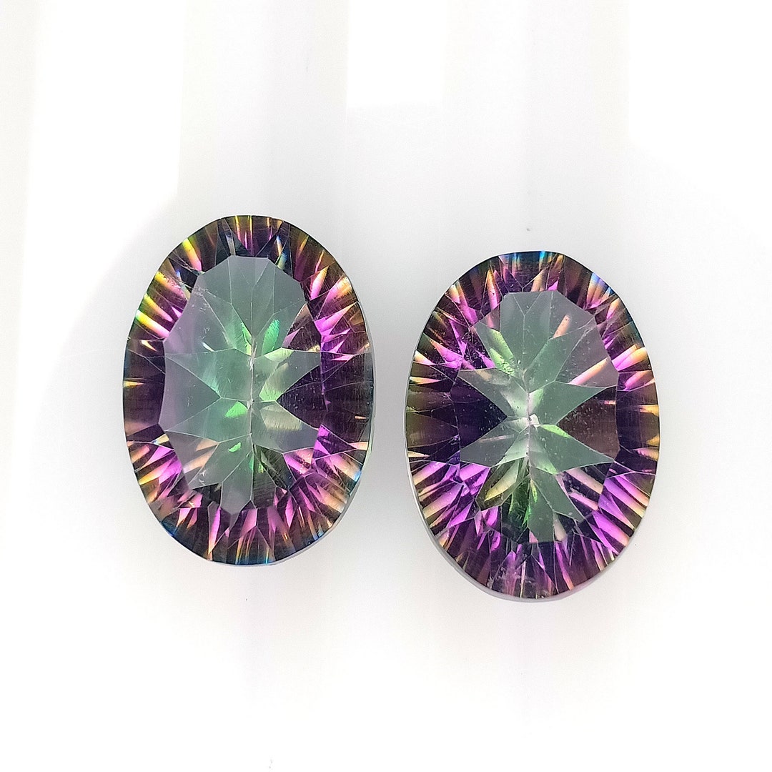 Natural Rainbow Mystic Topaz Oval Loose Stone, Mystic Topaz Pair ...