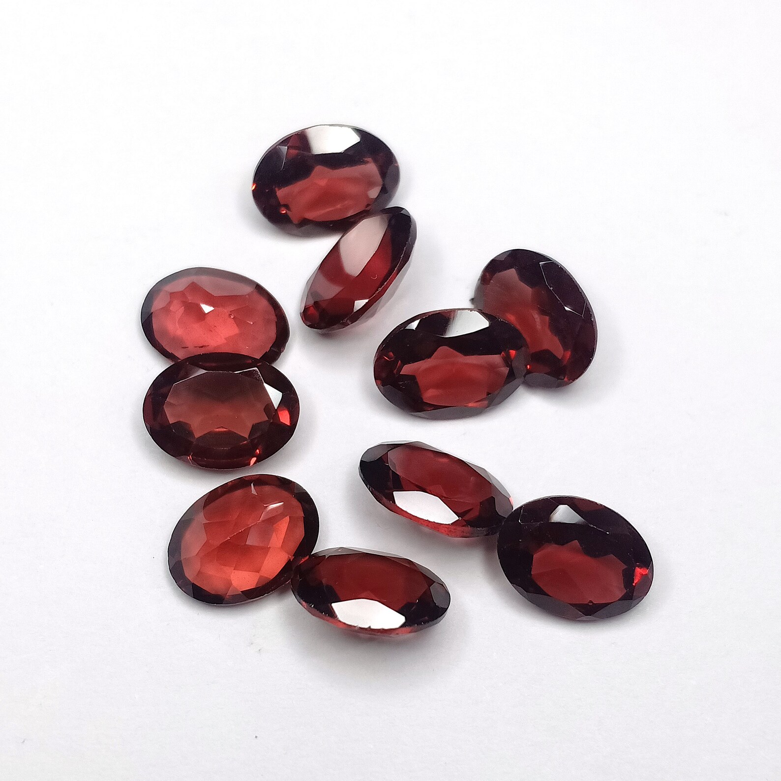 6x8 MM 10 Piece Amazing Red Garnet Oval Shape Loose Stone, Natural Red ...