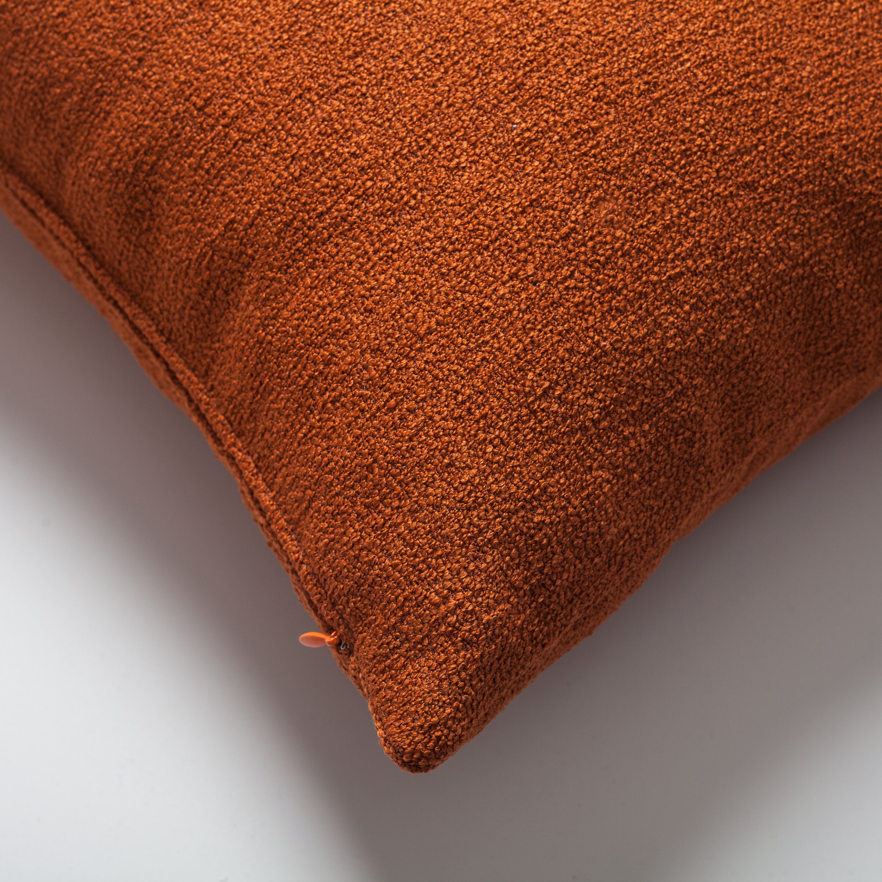 Burnt Orange Bouclet Woven Lumbar Pillow Cover: Bohemian Textured ...