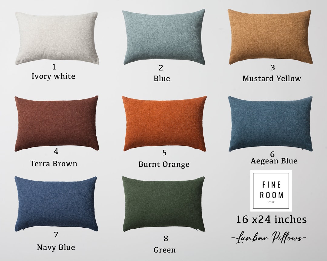 Bouclet Woven Lumbar Pillow Cover: Solid Colors, 16x24 - Etsy