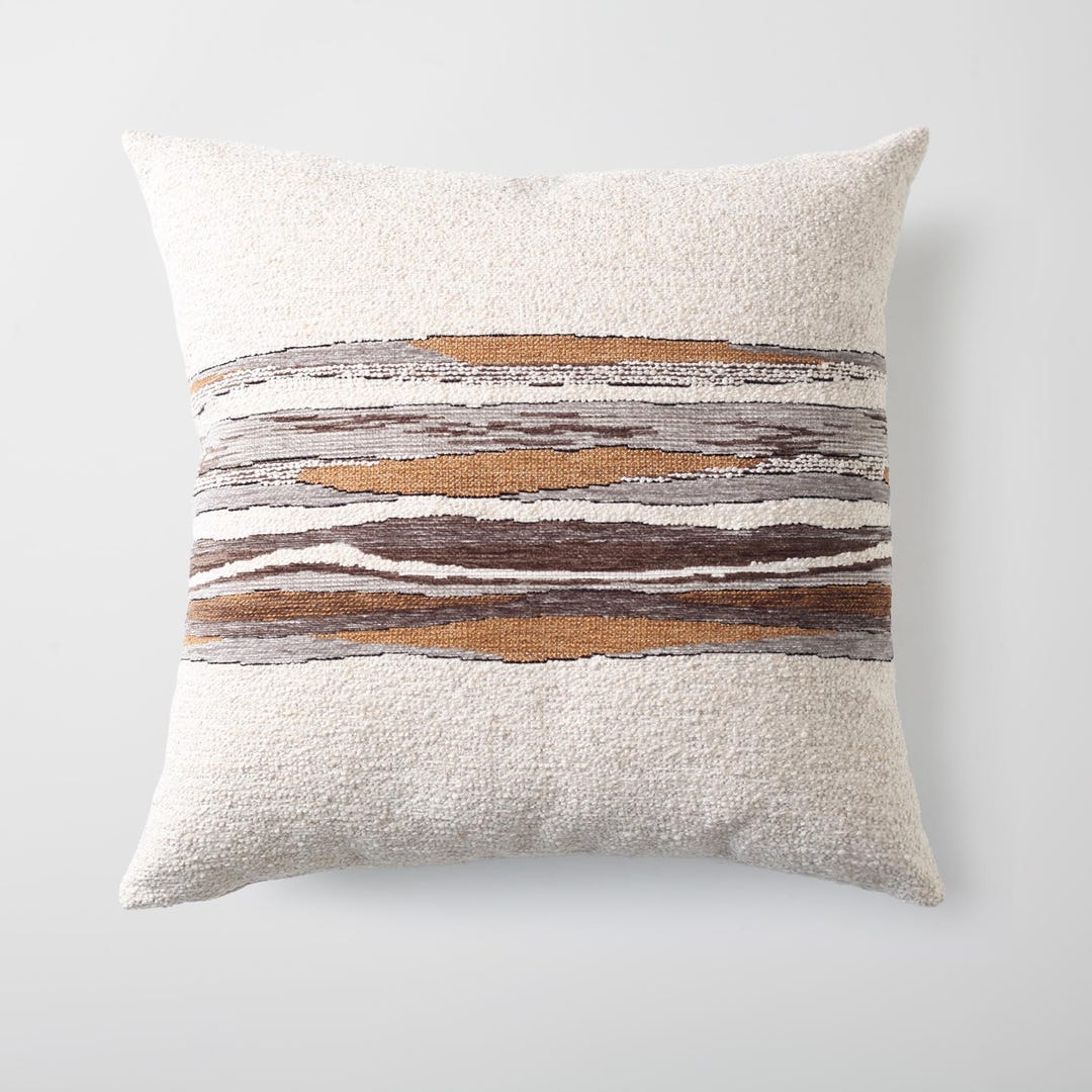 Boho Textured Throw Pillow Cover: Earth Tone Abstract Striped Cushion ...