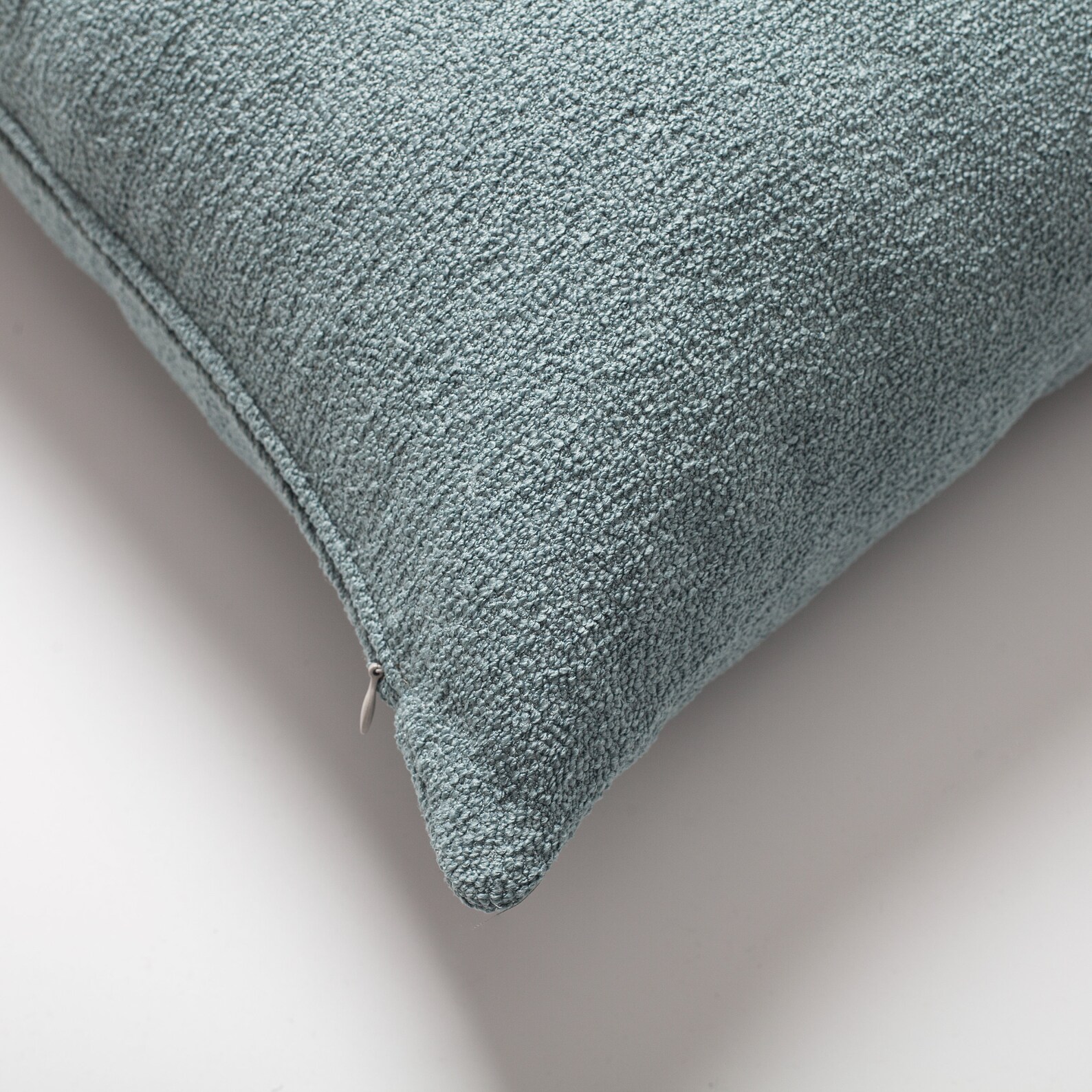 Blue Bouclet Textured Lumbar Pillow Cover: Modern Bohemian Woven Fabric ...