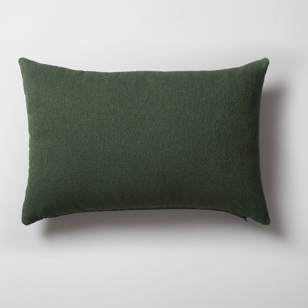 Dark Green Plain Bouclet Textured Woven Rectangle Modern Designer ...