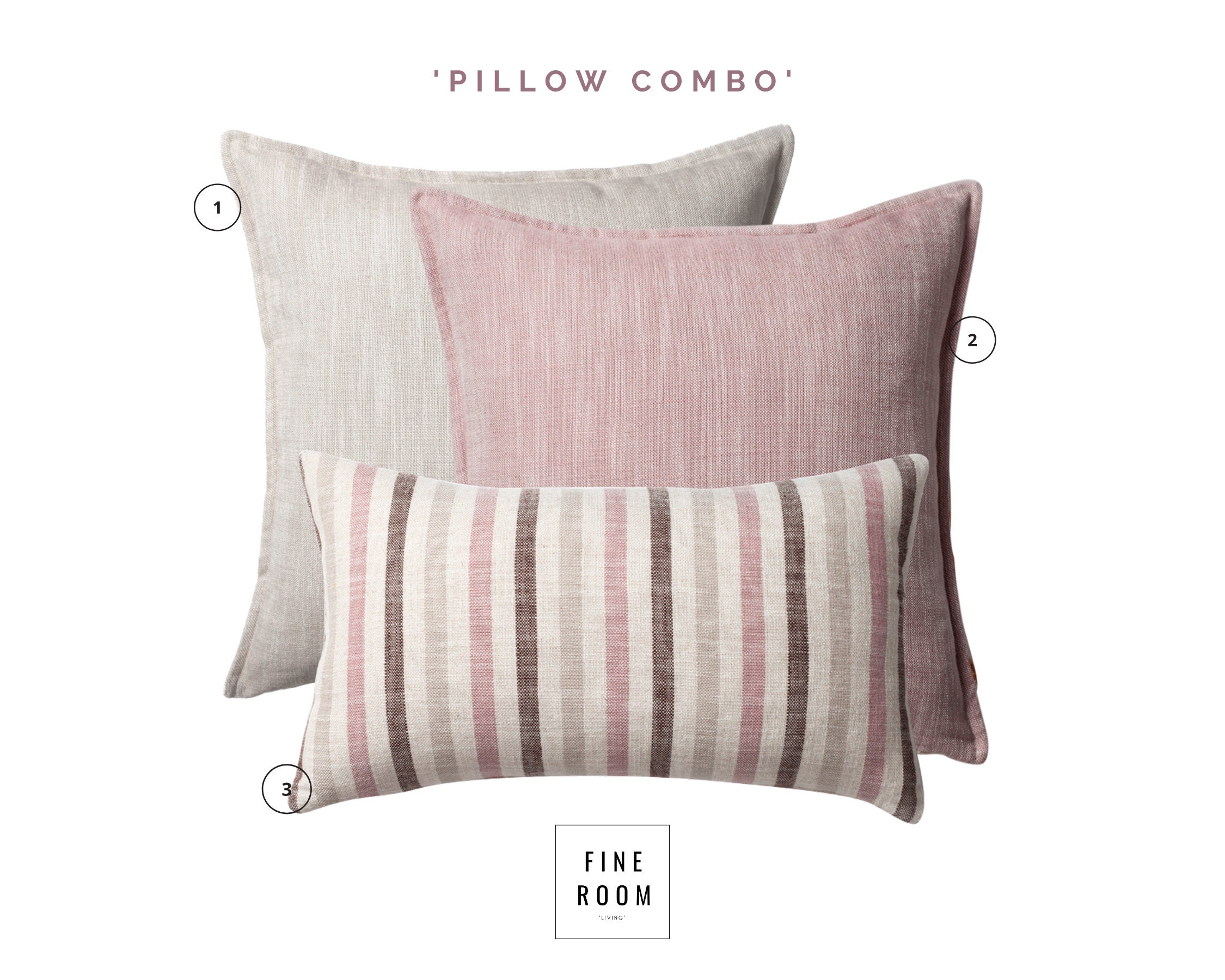 Linen Natural Pink Beige Linen Natural Striped Lumbar Square | Etsy