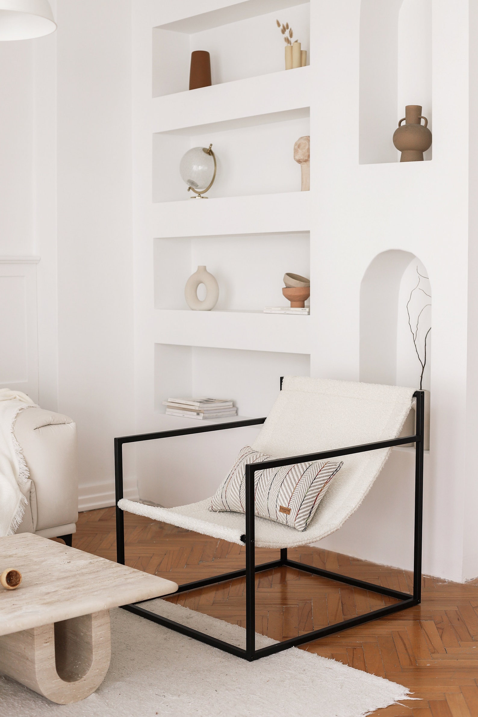 Modern Black Steel Sling Chair - Scandinavian Minimalist Accent - Etsy