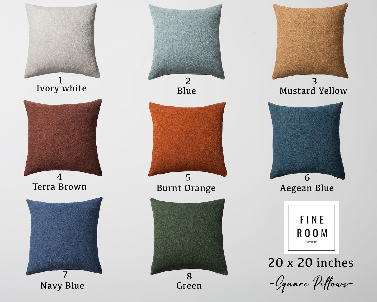 Bouclet Woven Throw Pillow Cover: Solid Color Square 20x20 - Etsy
