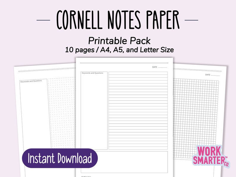 Cornell Notes, Cornell Notes Template, Cornell Notes Printable, Note ...