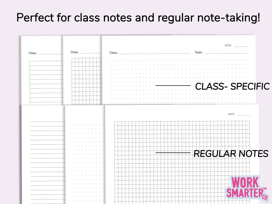 Digital Note Taking Paper Template, Lined, Ruled, Graph, Dot Grid ...