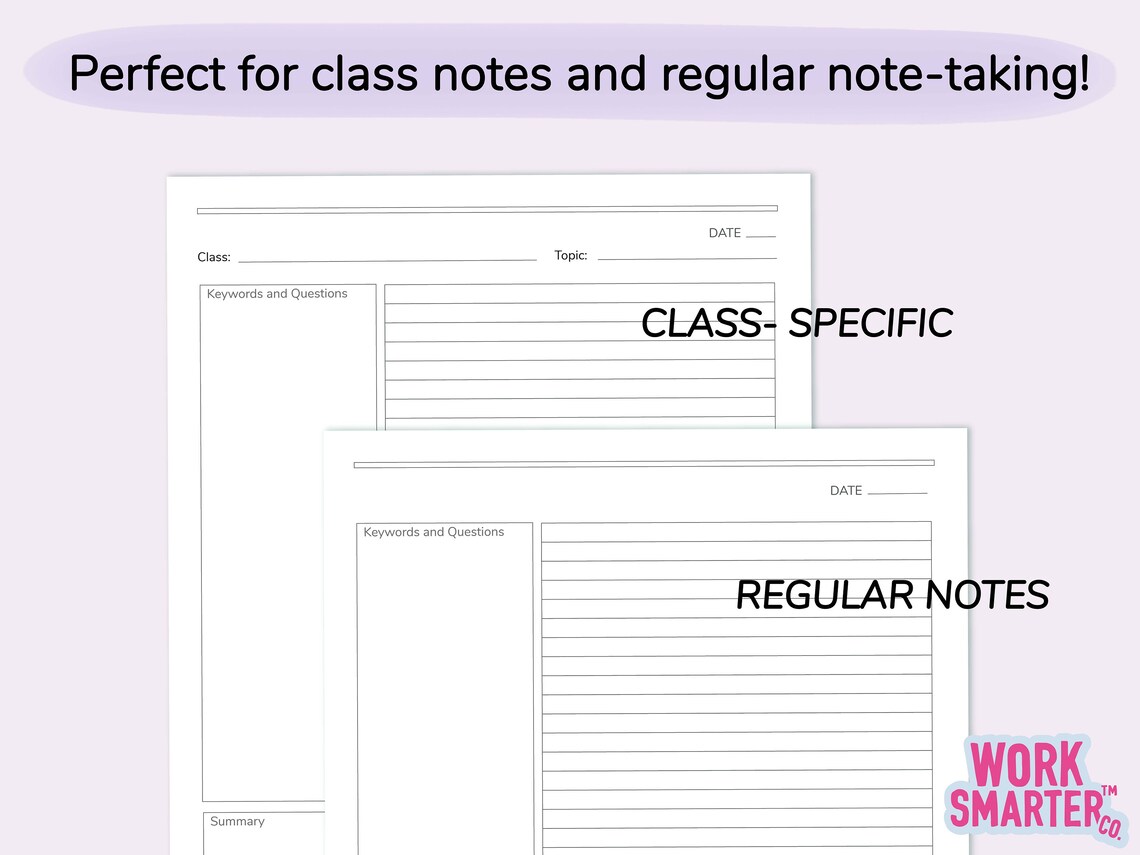 Cornell Notes, Cornell Notes Template, Cornell Notes Printable, Note ...