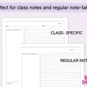 Cornell Notes, Cornell Notes Template, Cornell Notes Printable, Note ...