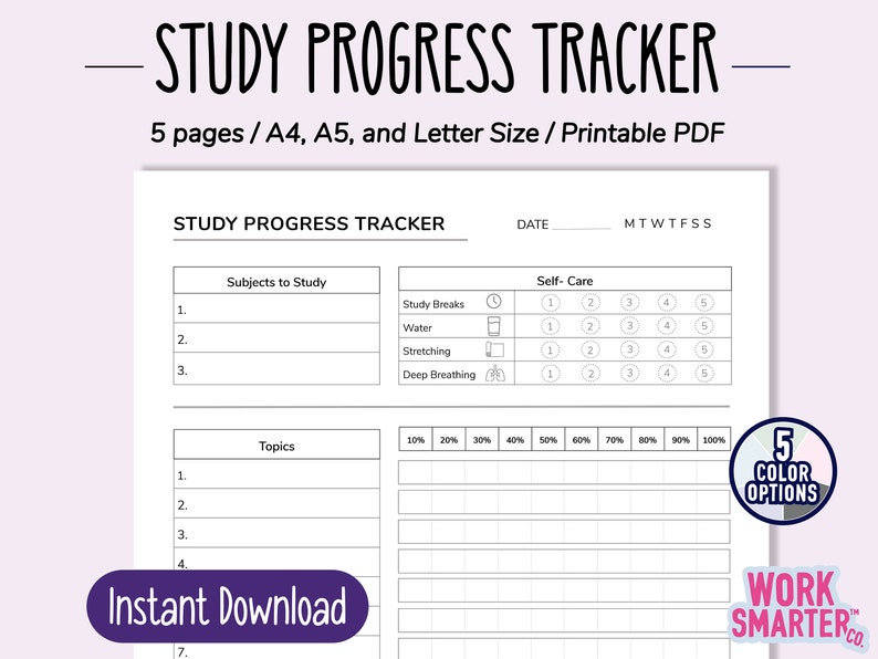 Study Tracker, Study Planner Template, Study Planner Insert, Exam Prep ...