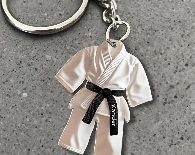 Personalized Karate Keychain, Tae Kwon Do, Judo, BJJ Key Ring, Martial ...