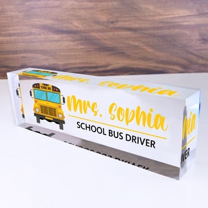 Personalized School Bus Driver Desk Name Plate, School Bus Driver ...