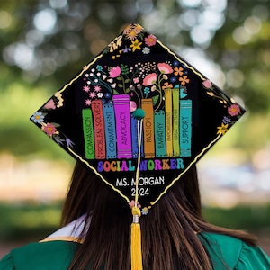 Personalized Social Worker Graduation Cap Topper, MSW Graduation Cap ...