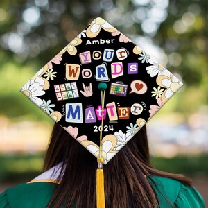 Personalized Your Words Matter Printed Graduation Cap, AAC SPED Teacher ...