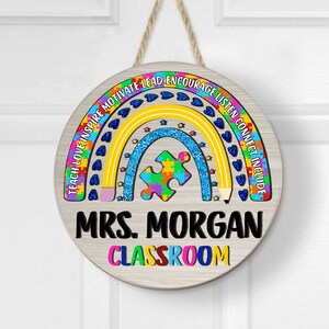 Personalized Autism Teacher Door Sign, Welcome Back to School Sign ...