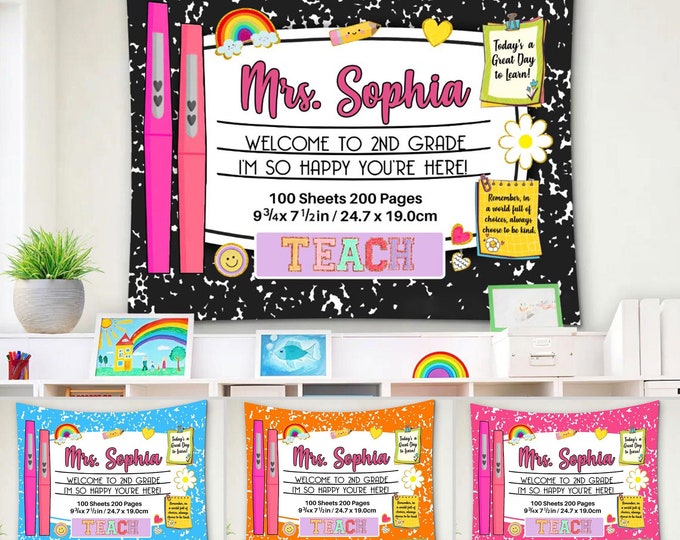 Classroom Decor, Composition Notebook Theme, Custom Classroom Tapestry ...