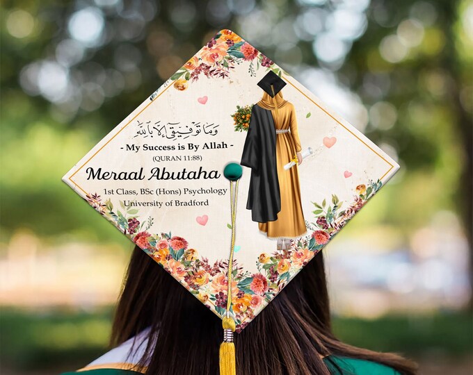 2 Personalized Muslim Graduation Cap | Quran Quotes Graduation Cap ...