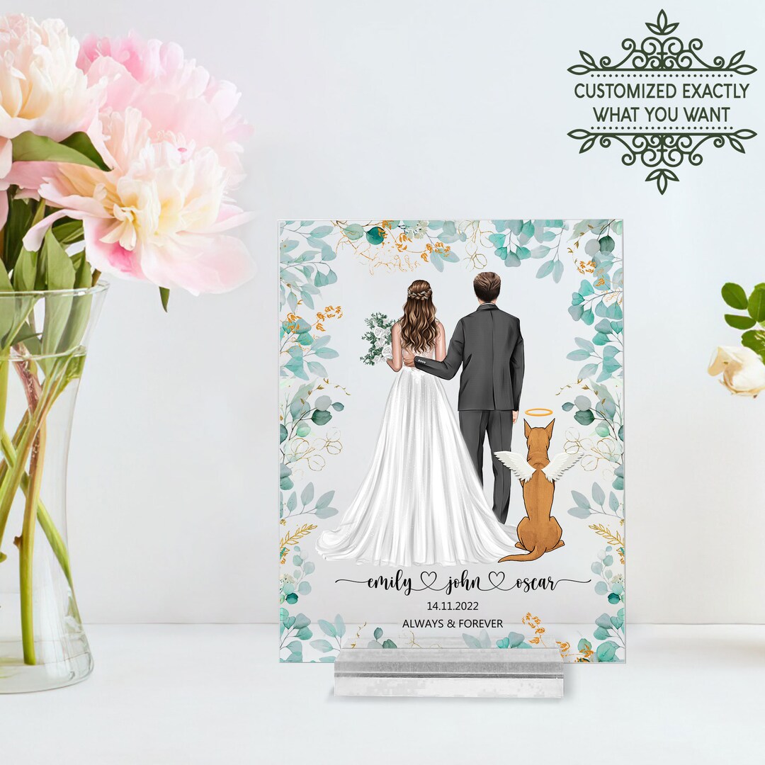 Personalized Bride and Groom Print With Pet Acrylic Plaque - Etsy
