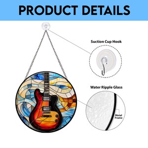 Faux Stained Glass Electric Guitar Suncatcher, Musical Instrument ...