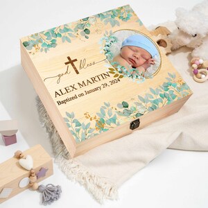 Personalized Baptism Memory Keepsake Box, Baptism Gifts for Godson ...
