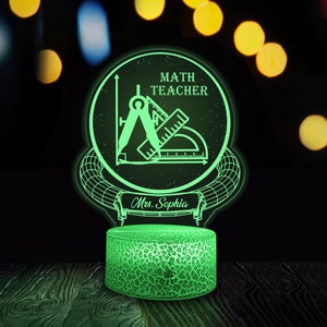 Personalized Math Teacher 3D Lamp, Mathematics 3D Night Light With Name ...