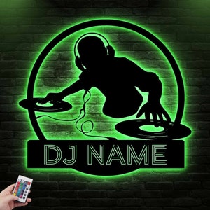 Custom DJ Metal Wall Art With LED Light, DJ Player Metal Sign, Gifts ...