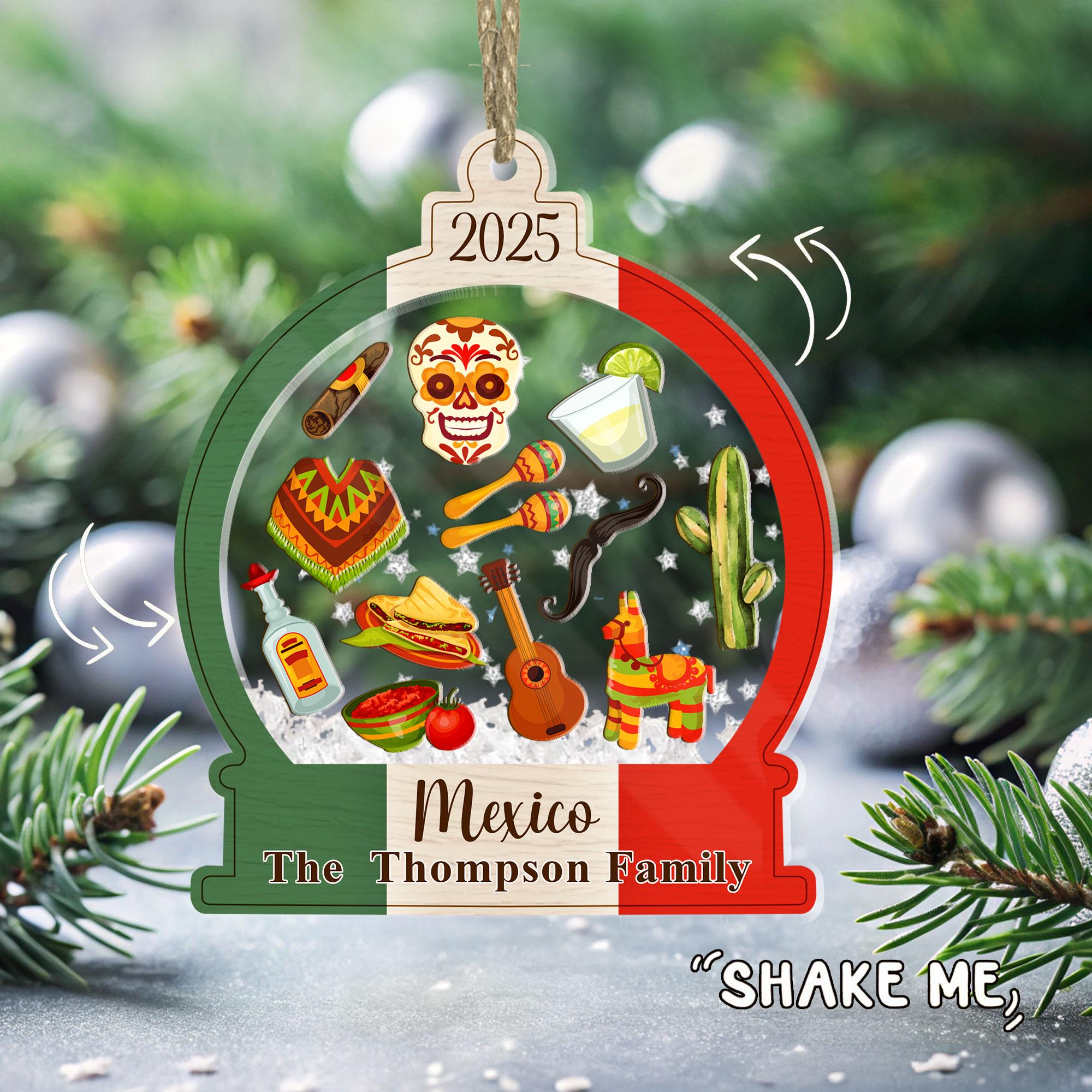 Personalized Mexico Travel Shaker Ornament, Custom Souvenir Christmas ...