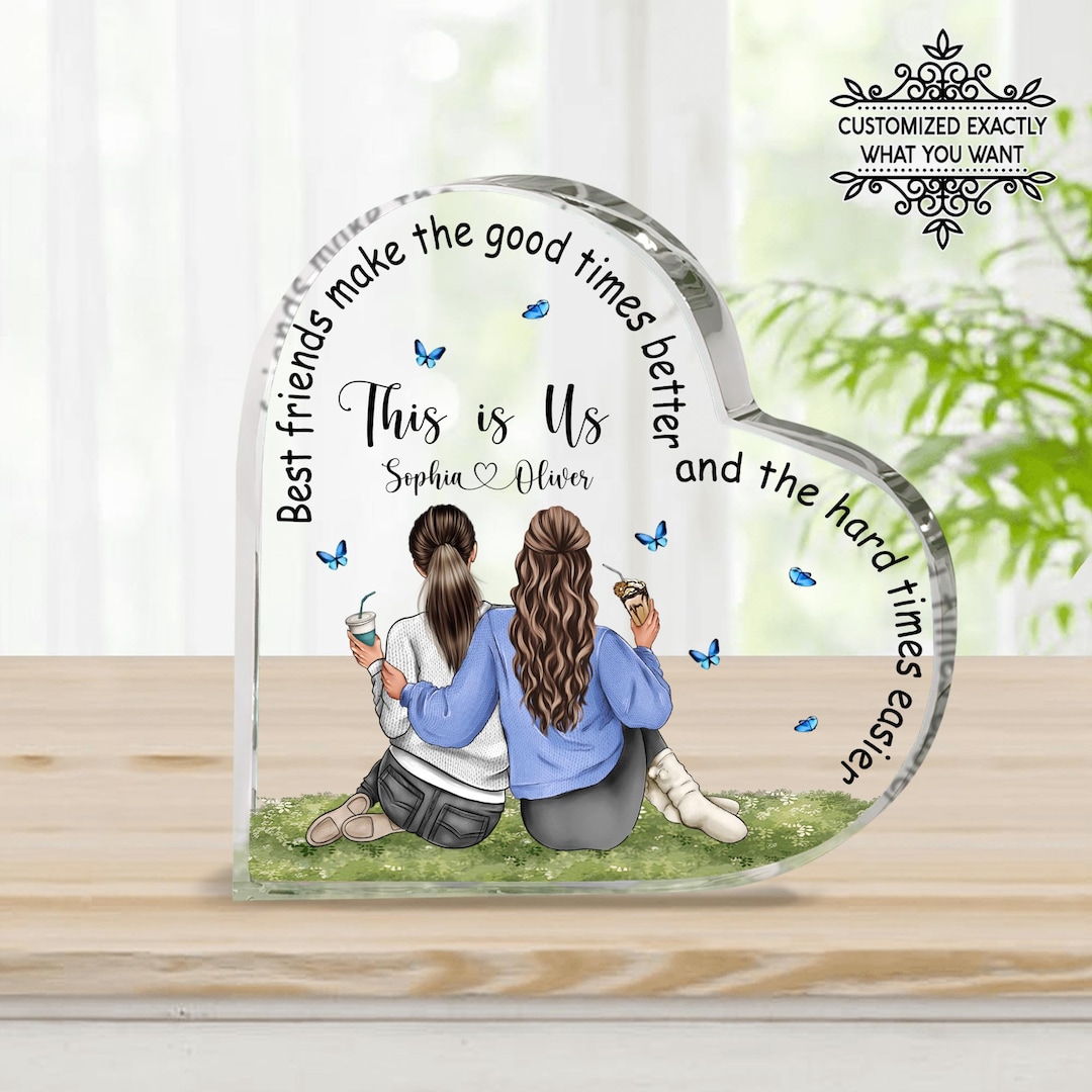 Personalized Best Friends Heart Acrylic Plaque, Custom Best Friend Gift ...