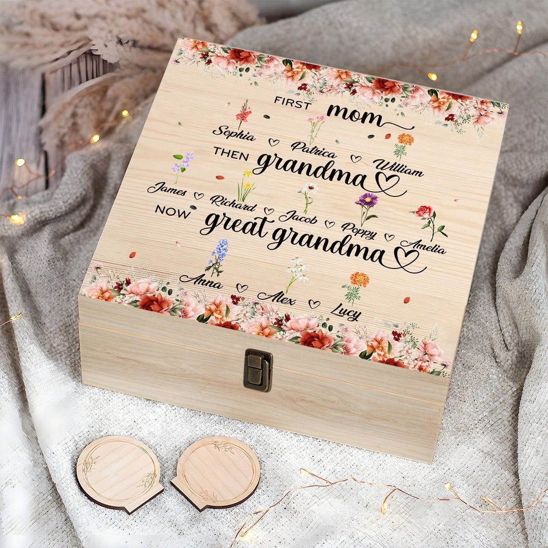 Personalized Great Grandma Memory Keepsake Box, First Mom Then Grandma ...