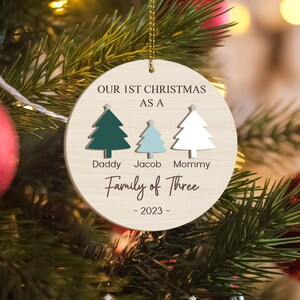 Personalized Name Our First Christmas as A Family of Three Ornament ...