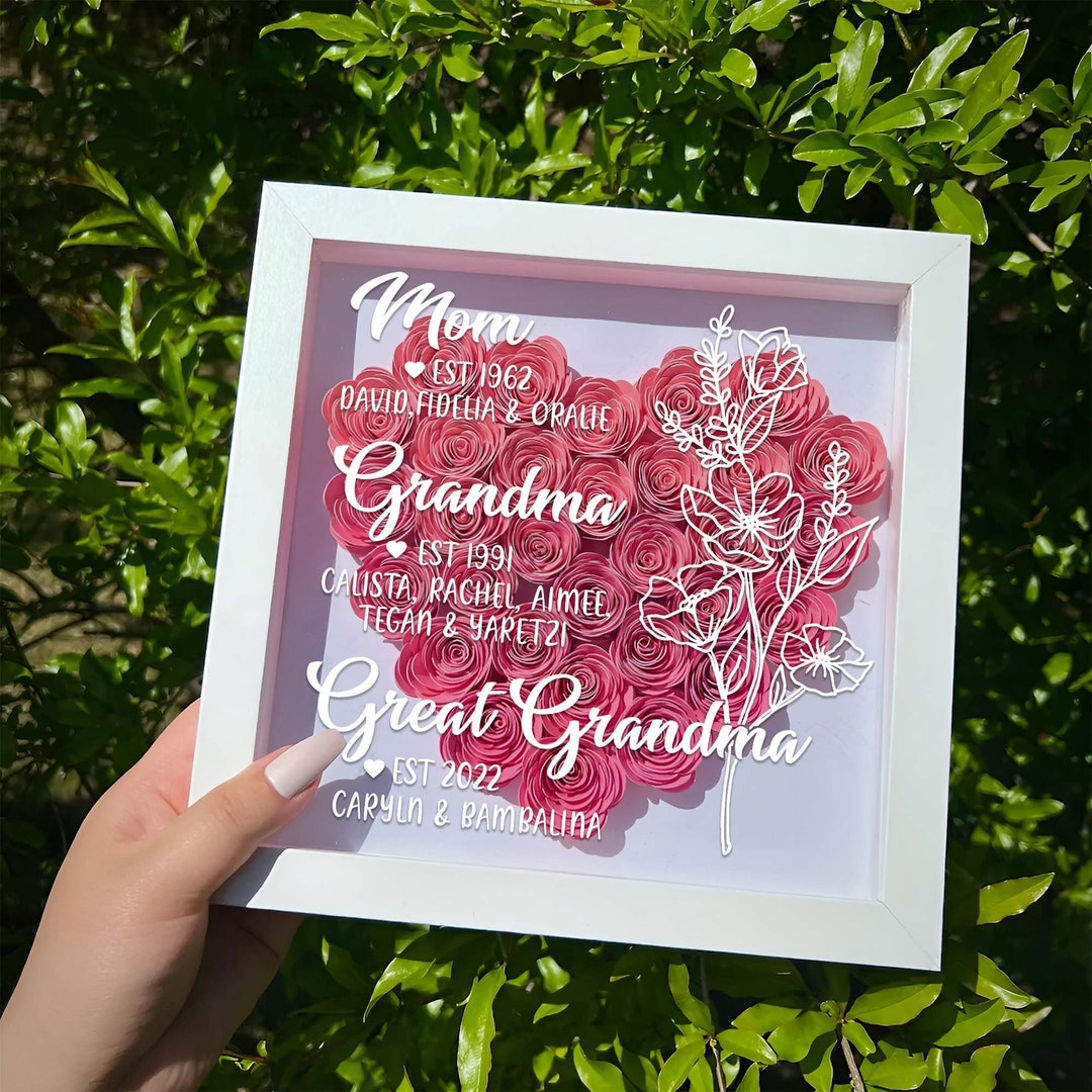 Personalized Great Grandma Gifts Shadow Flower Box, First Mom Then ...