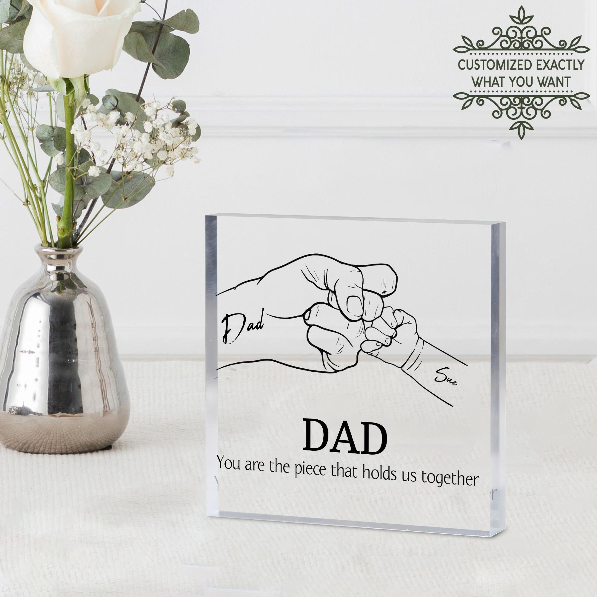 Personalized Name Dad and Kid Fist Bump Acrylic Block Custom - Etsy